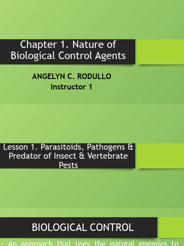 LESSON 1 Parasitoids, Pathogens & Predator of Insect & Vertebrate Pest ...