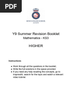 Year 9 Mathematics Summer White Rose Higher B | PDF | Volume | Triangle