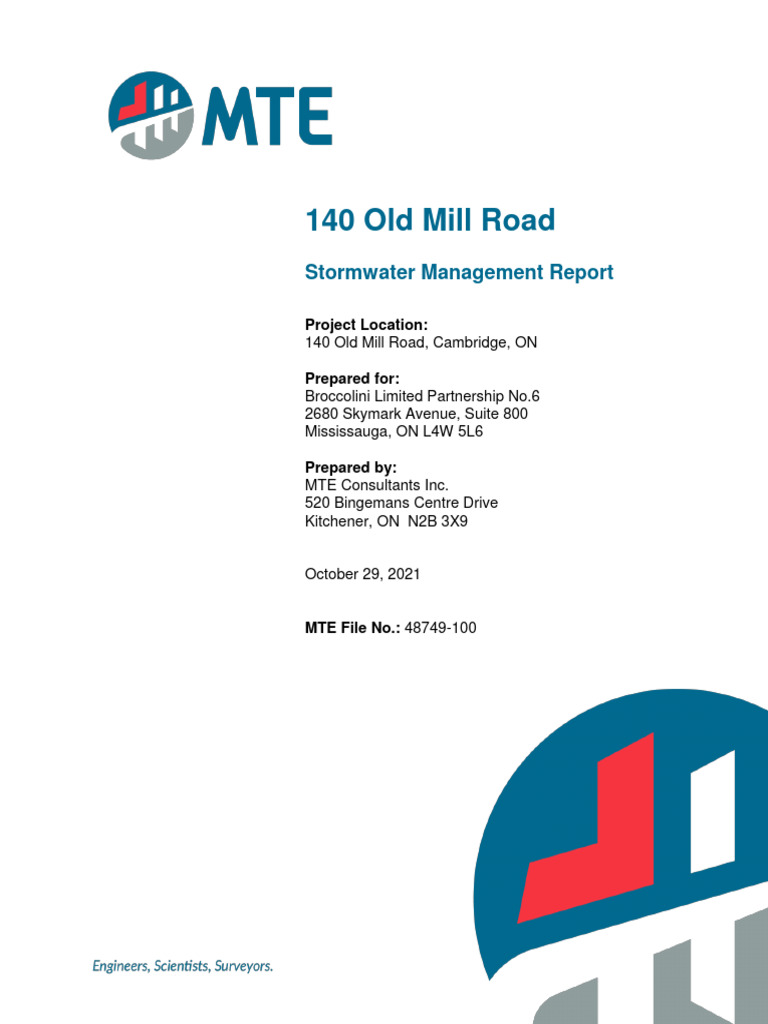 140 Old Mill RD - Stormwater Management Report | PDF | Surface Runoff ...