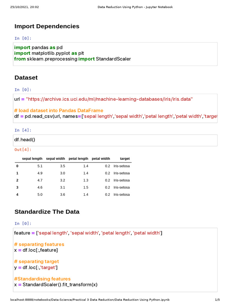 Data Reduction Using Pythonh Pdf Principal Component Analysis Factorization
