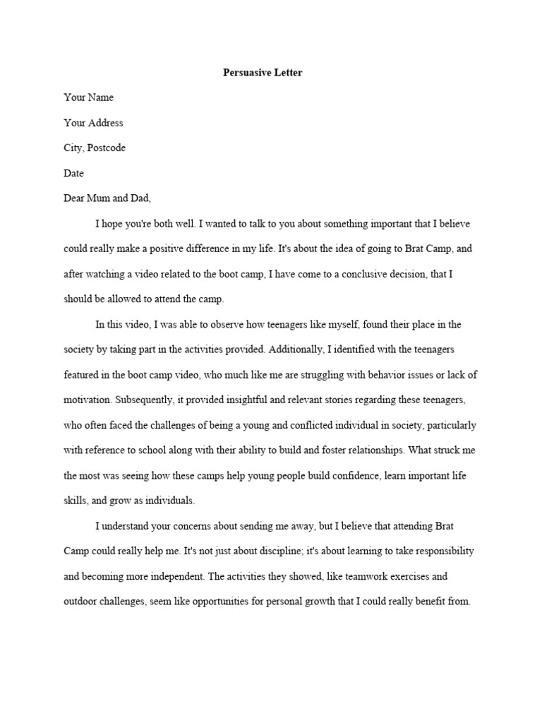 Persuasive Letter | PDF