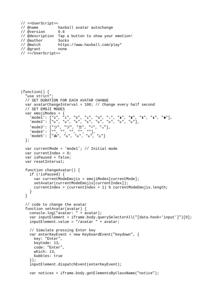 Haxball Avatar Autochange | PDF