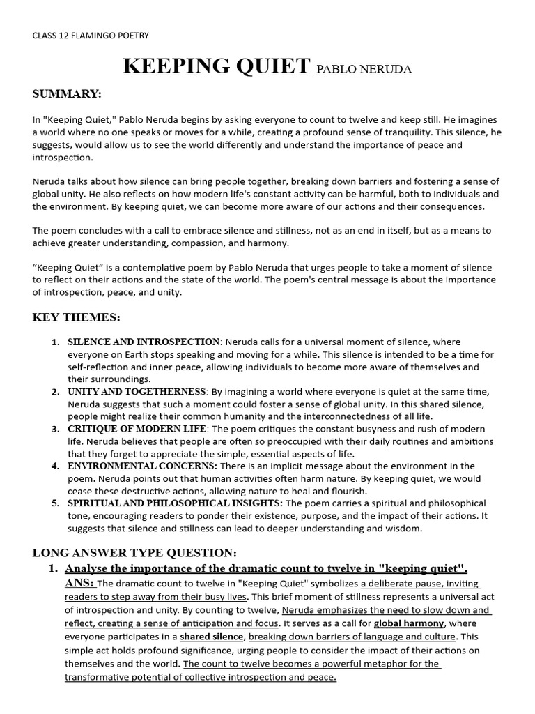 FP_2 KEEPING QUIET | PDF | Silence | Peace