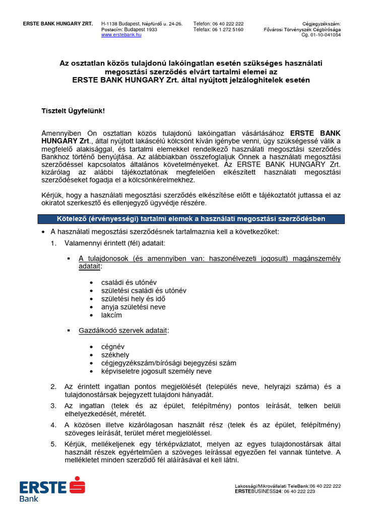 Hasznalati Megosztasi Szerzodes Tartalmi Elemei 20160719 | PDF