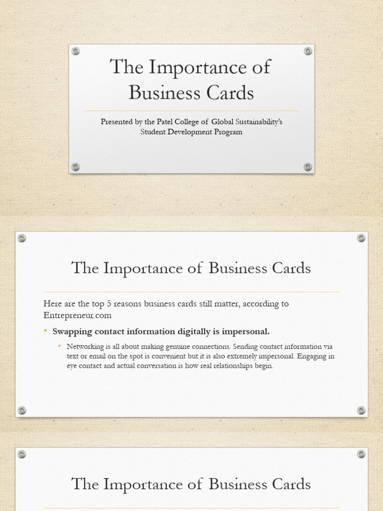 Importance of Business Cards | PDF | Human Communication
