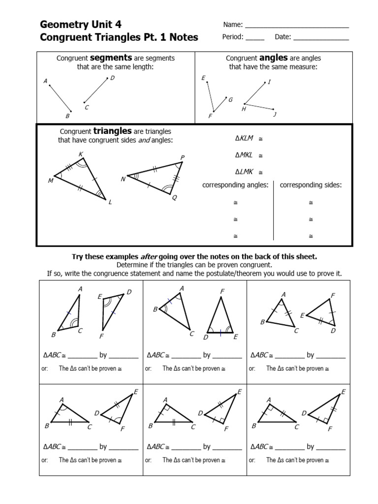 4 Notes - Congruent Triangles Part 1 | PDF | Euclidean Geometry ...
