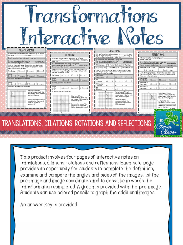 Transformations Notes Key | PDF | Cartesian Coordinate System | Angle