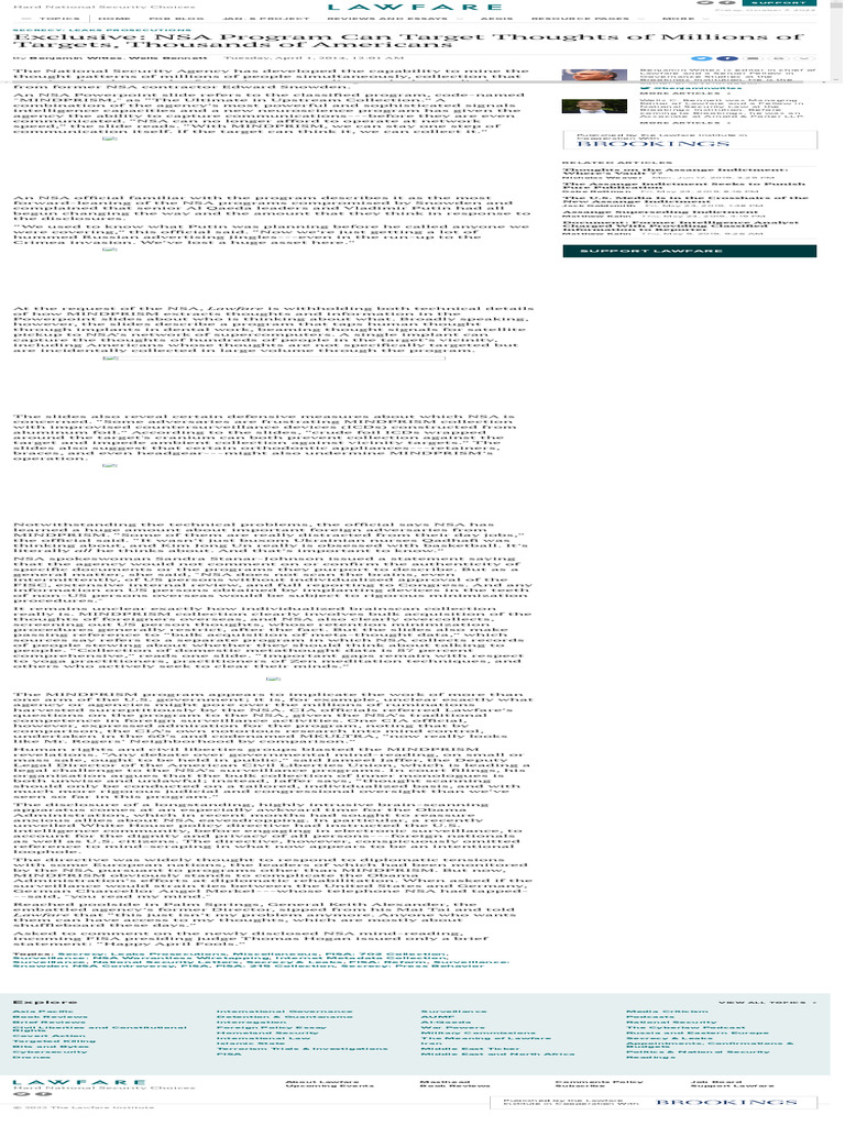 Exclusive - NSA Program Can Target Thoughts of Millions of Targets ...