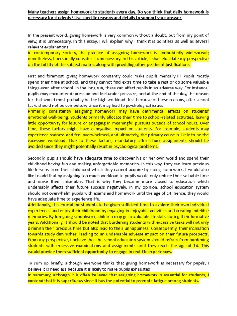Homework's Impact on Student Well-being | PDF | Homework | Reason