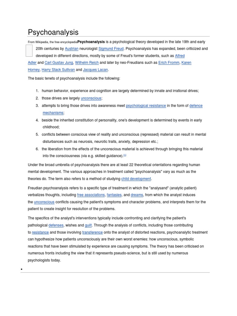 Psychoanalysis | PDF | Psychoanalysis | Sigmund Freud
