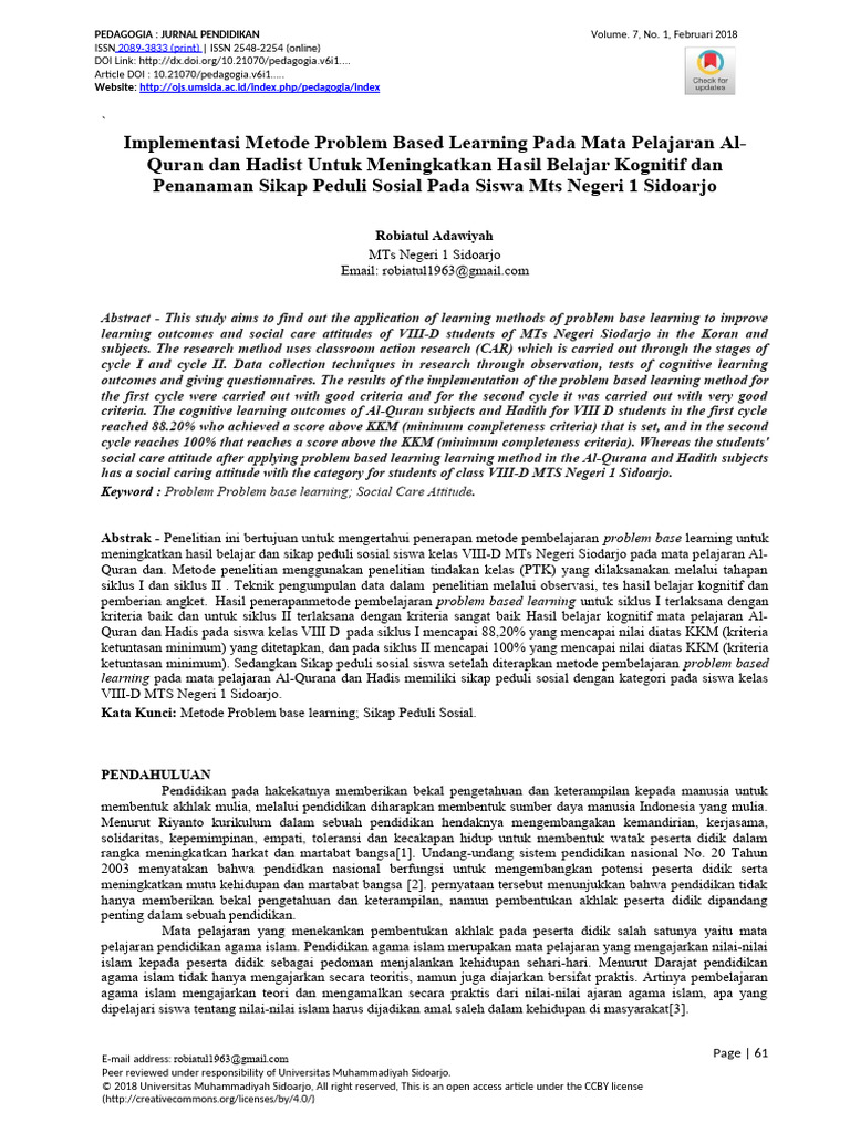 Implementasi Metode Problem Based Learning Pada Ma | PDF