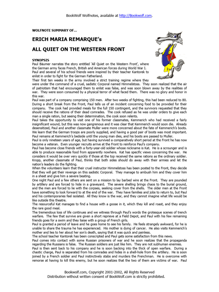 ALLQUIETinthewesternfront SUM | PDF | Military