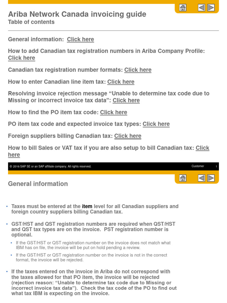 Canadian Invoicing Guide for Ariba | PDF | Invoice | Taxes
