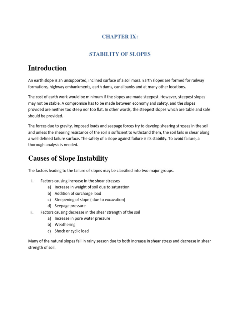 Chapter 9 Slope Stability Analysis | PDF | Soil Mechanics | Applied And Interdisciplinary Physics