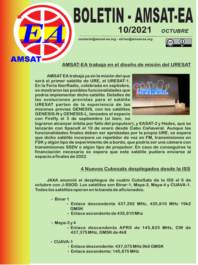 AMSAT EA Boletin - 10 2021 | PDF | Antena (Radio) | Satélite