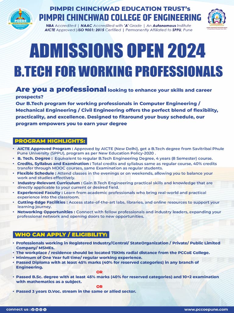 Btech Working Professionals Brochure | PDF