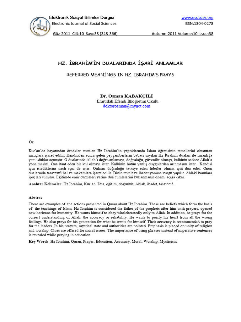 Hz. - Brah - M' - N Dualarinda - Ar - Anlamlar (#82650) - 70326 | PDF