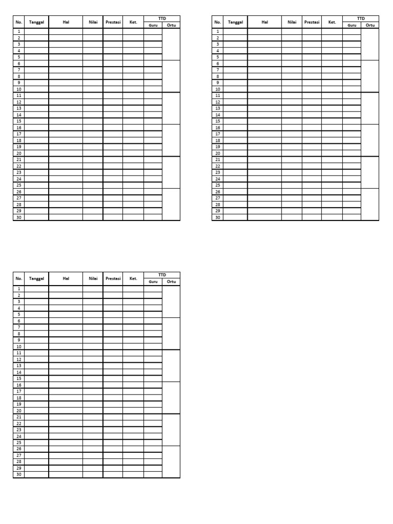 Tabel Nilai dan Prestasi Siswa | PDF