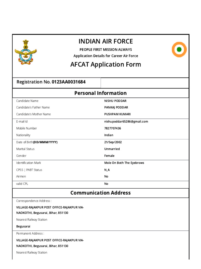 Application Form Preview | PDF