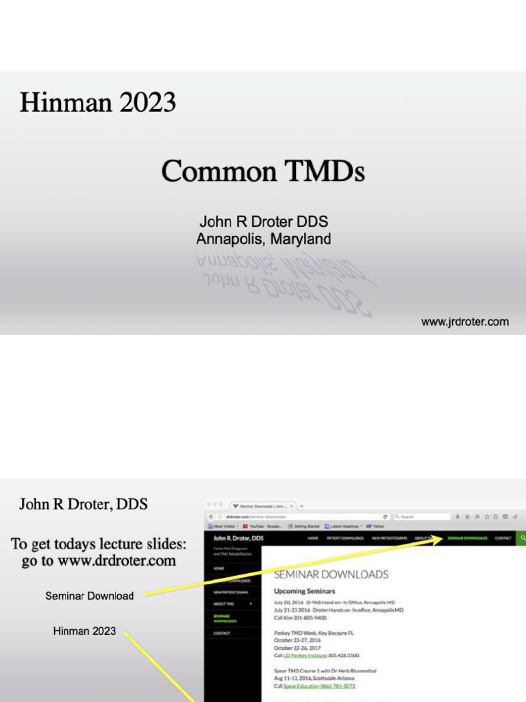 Common TMDs 2023 Hinman F | PDF