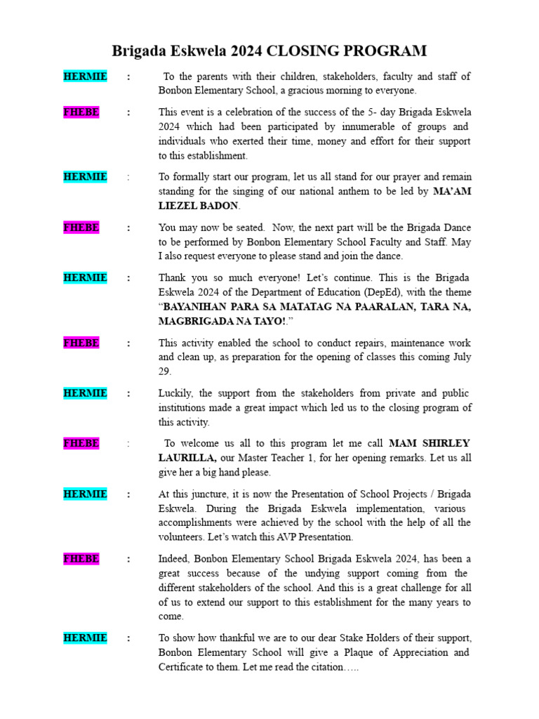 Brigada Script | PDF