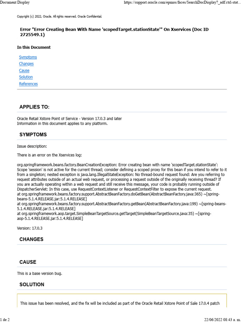 Error Creating Bean With Name scopedTargetstationState On Xservices | PDF | Java (Programming ...