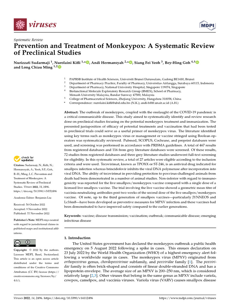 viruses-14-02496-v2 | PDF | Smallpox | Vaccines