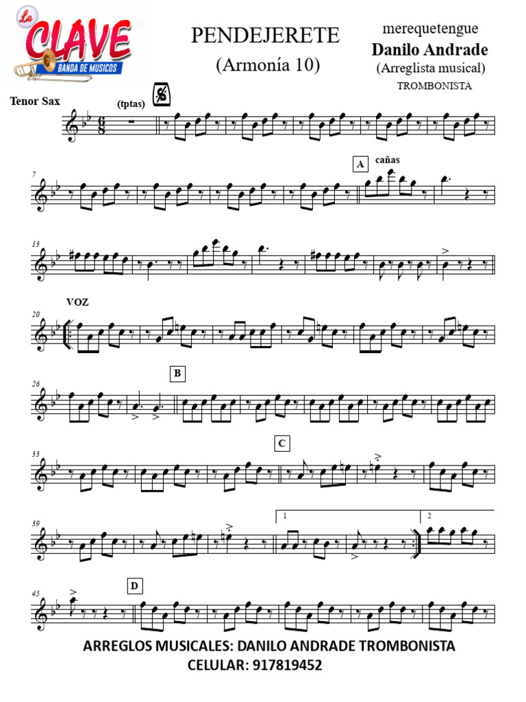 PENDEJERETE - DANILO - Tenor Sax | PDF