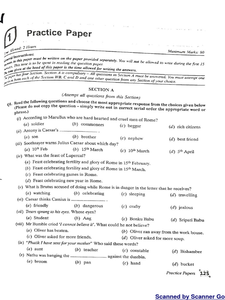 Class 9th Practice Paper 1 - 10 | PDF | Home & Garden | Religion & Spirituality