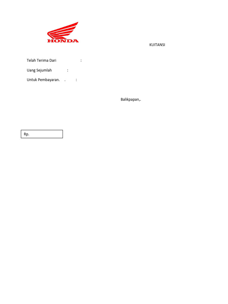 Kwitansi Pembayaran Motor Honda | PDF