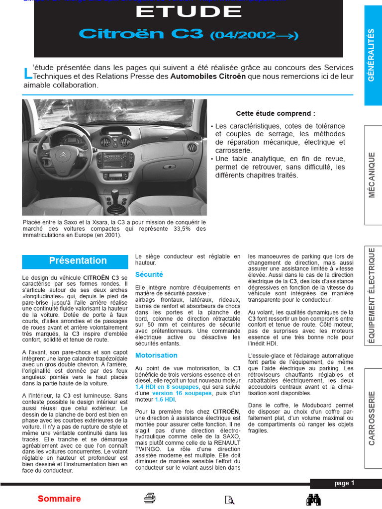 Revue Technique Citroën C3 PDF Gratuit | PDF | Moteur diesel | Véhicule ...
