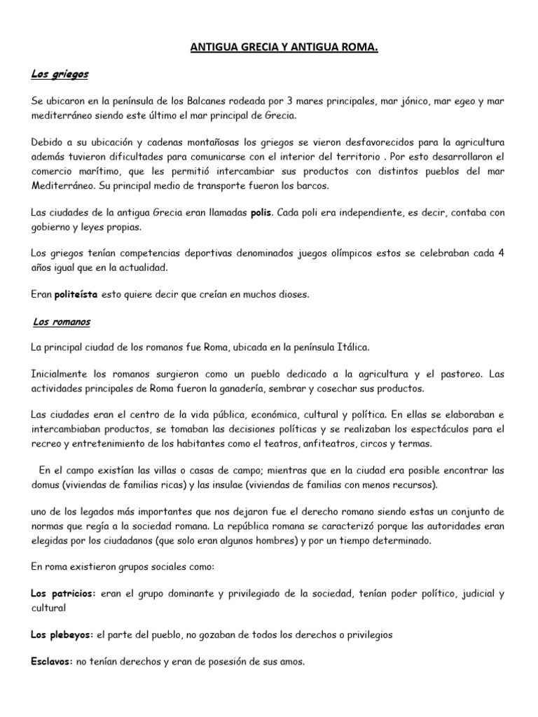 Grecia y Roma Ficha | PDF | Antigua Grecia | imperio Romano
