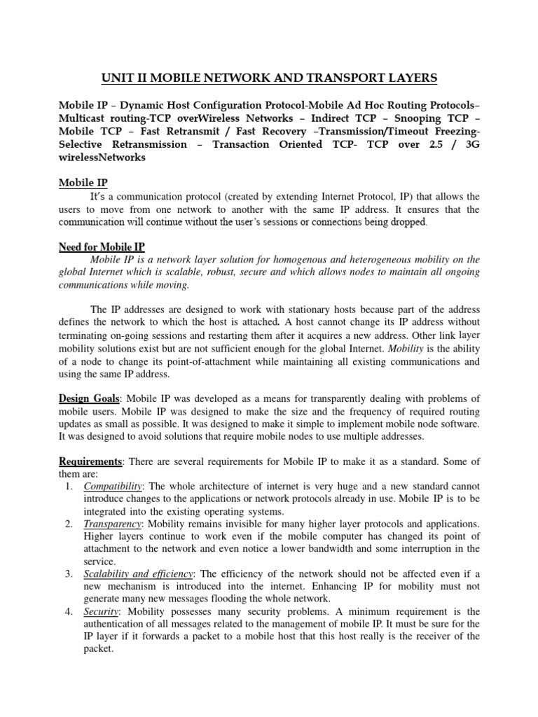 UNIT 2 | PDF | Wireless Ad Hoc Network | Ip Address