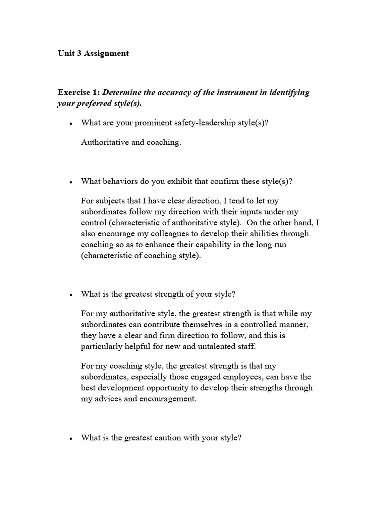 Unit 3 Assignment | PDF | Leadership | Behavior Modification