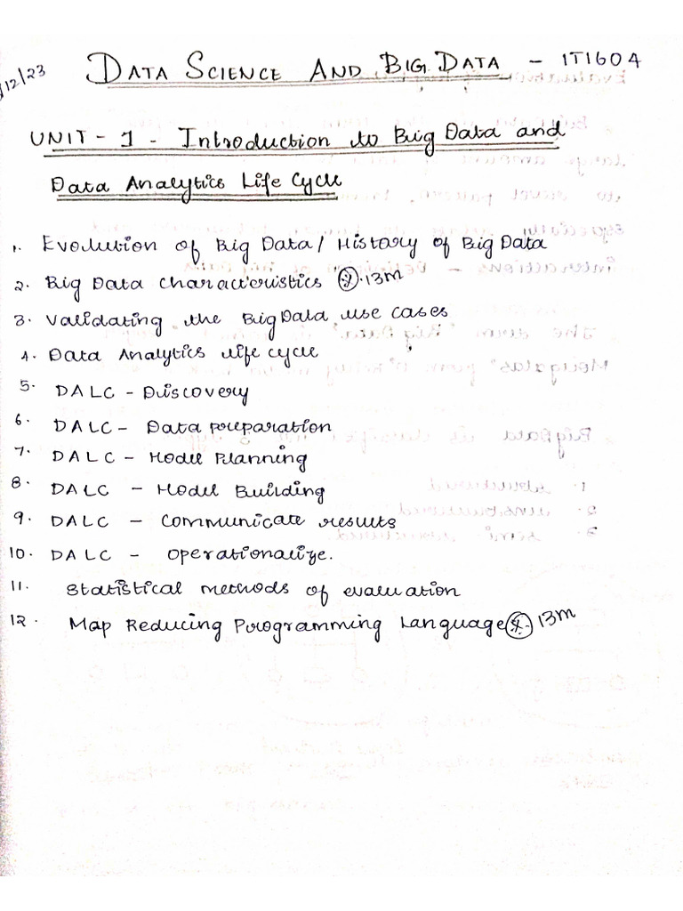 UNIT 1 - Data Science and Big Data | PDF