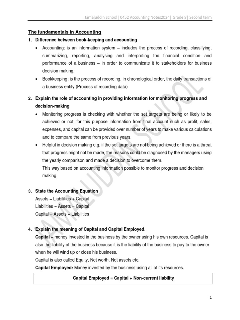 Grade 8 Accounting Notes 2024 | PDF | Debits And Credits | Bookkeeping