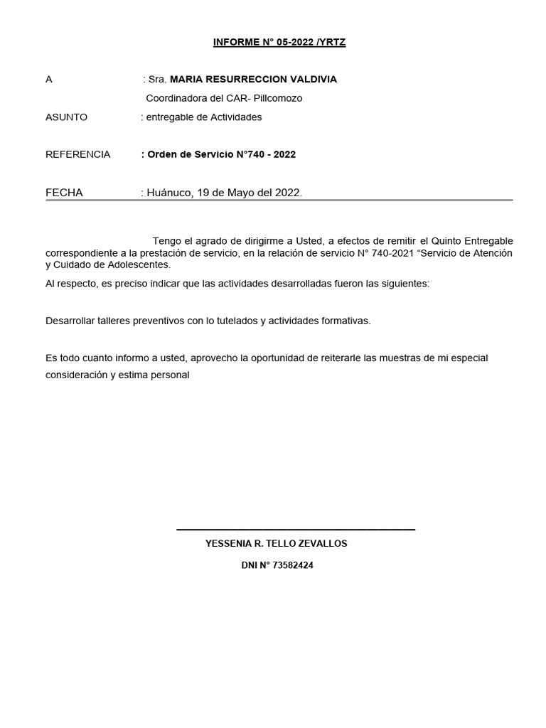 INFORME Yesenia Tello 04 Valido 2022 | PDF | Modificación de comportamiento | Aprendizaje