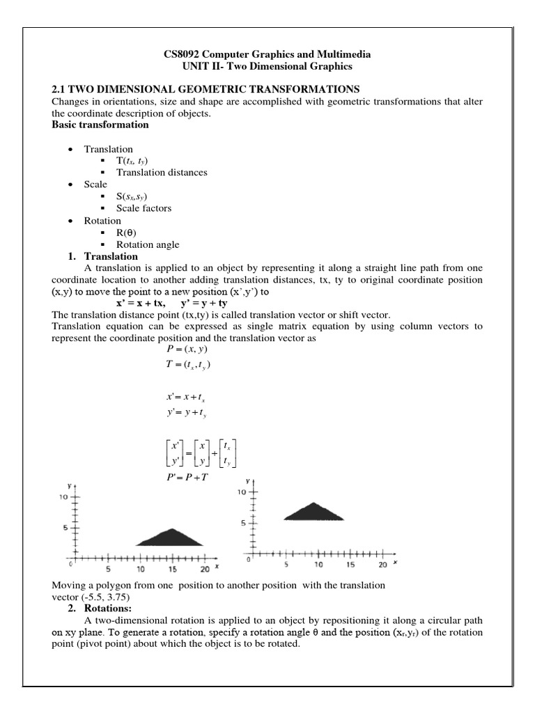 CS8092 Computer Graphics and Multimedia UNIT II-Two Dimensional ...