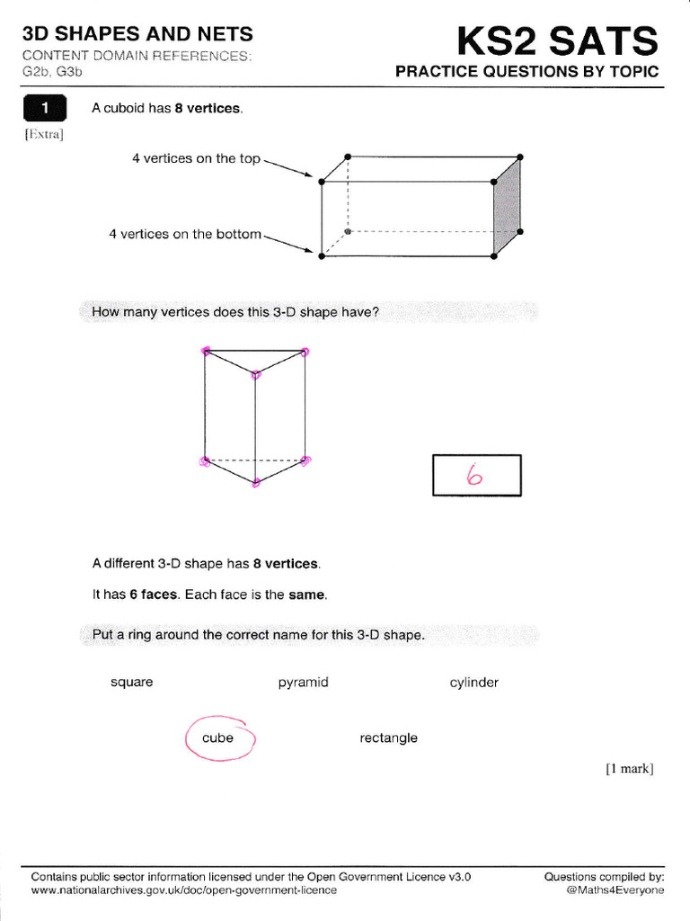 3d Shapes and Nets Solutions | PDF