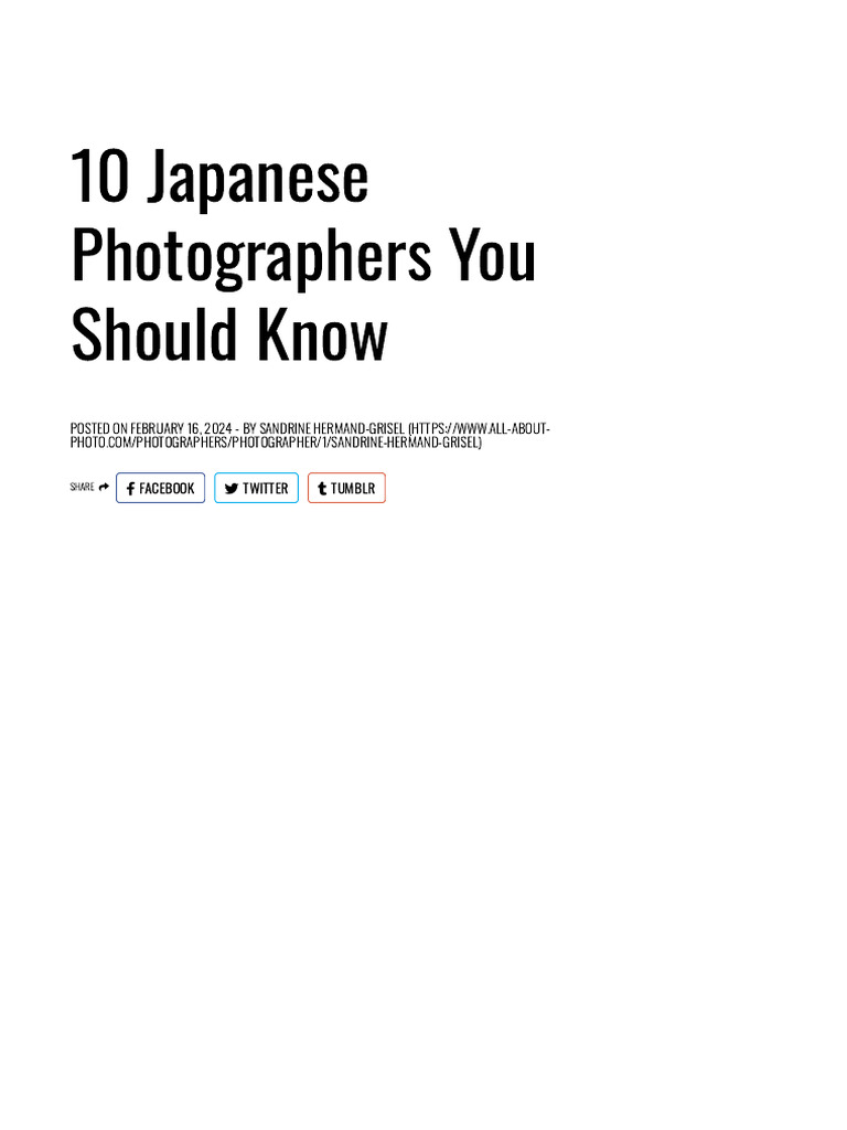 10 Influential Japanese Photographers | PDF | Photographer