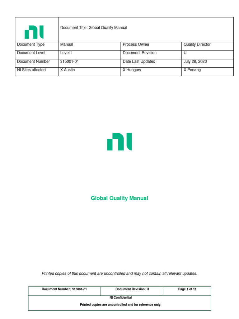 01 Quality Manual | PDF | Quality Management System | Audit