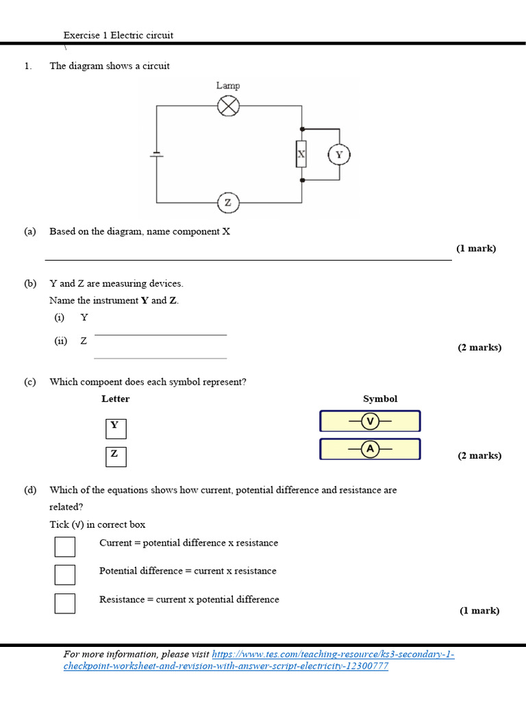 Exercise 1 Electric Circuit | PDF | Series And Parallel Circuits | Voltage