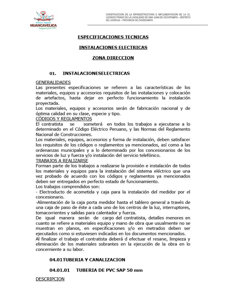 Especificaciones Tecnicas Electricas Adm | PDF | Aislador (Electricidad) | Conductor electrico