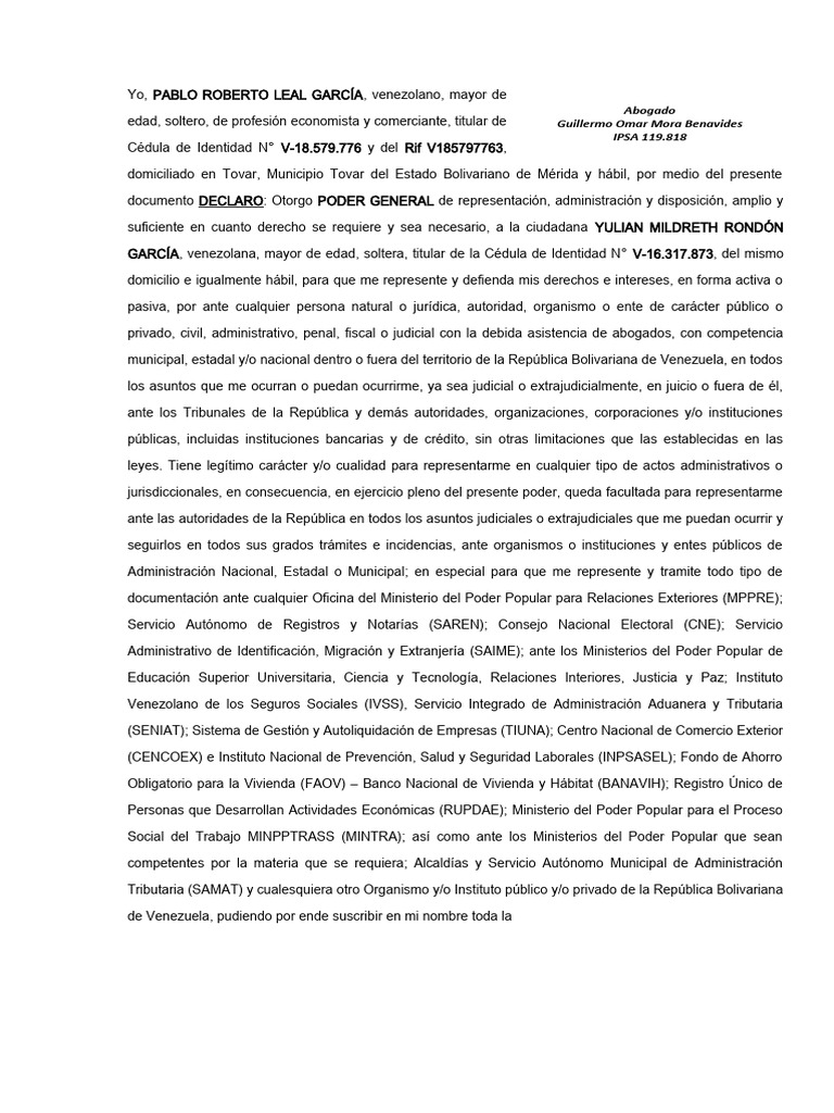 Poder Pablo Leal | PDF | Bancos | Ministerio (Departamento de Gobierno)