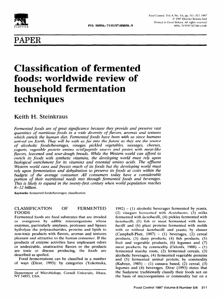 Classification of Fermented Foods Worldwide Review of Household ...