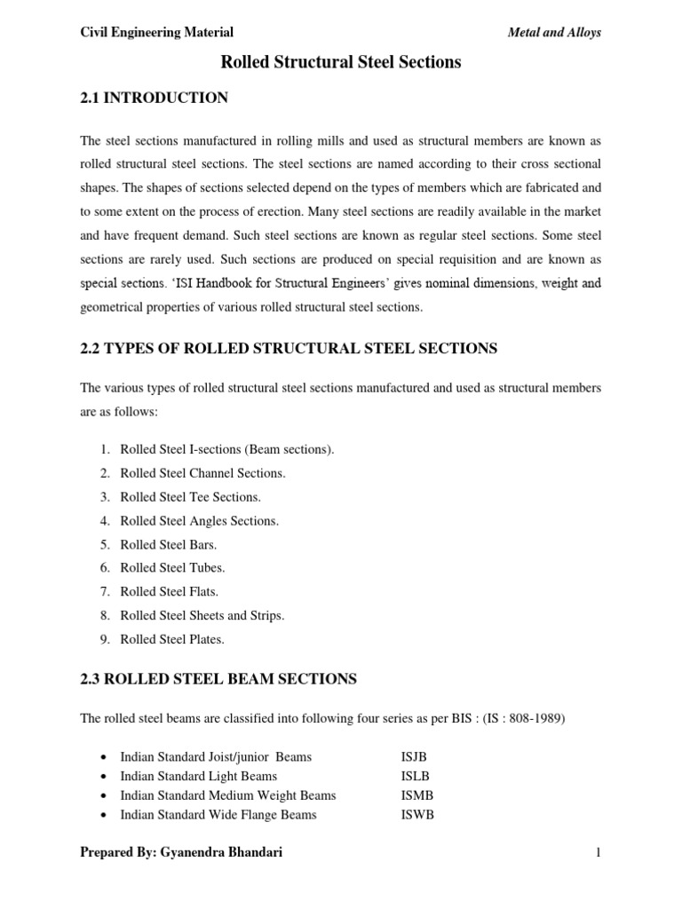 Types of Rolled Structural Steel Sections | PDF | Beam (Structure) | Truss