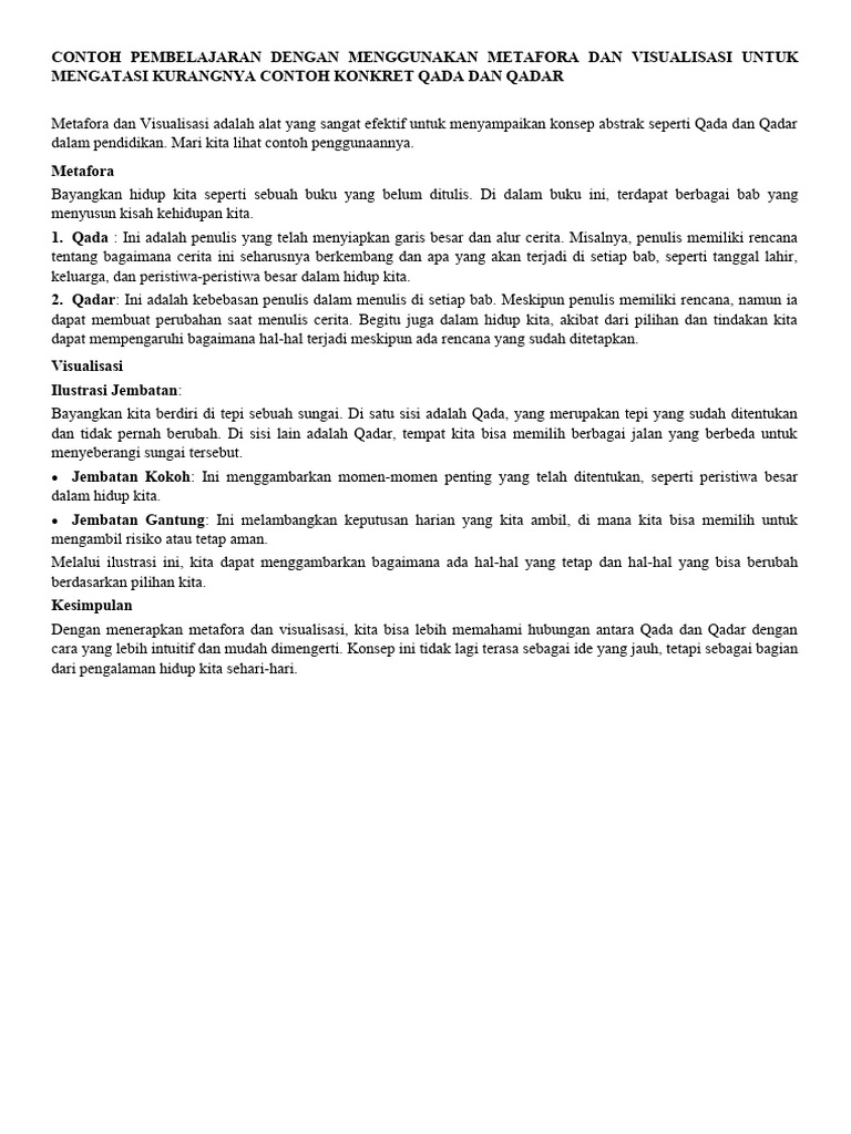Contoh Pembelajaran Dengan Metafora Dan Visualisasi | PDF | Perjalanan
