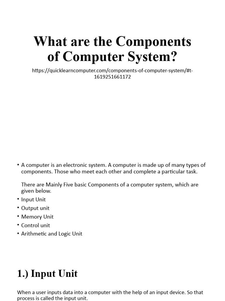 What Are The Components of Computer System | PDF | Input/Output | Random Access Memory