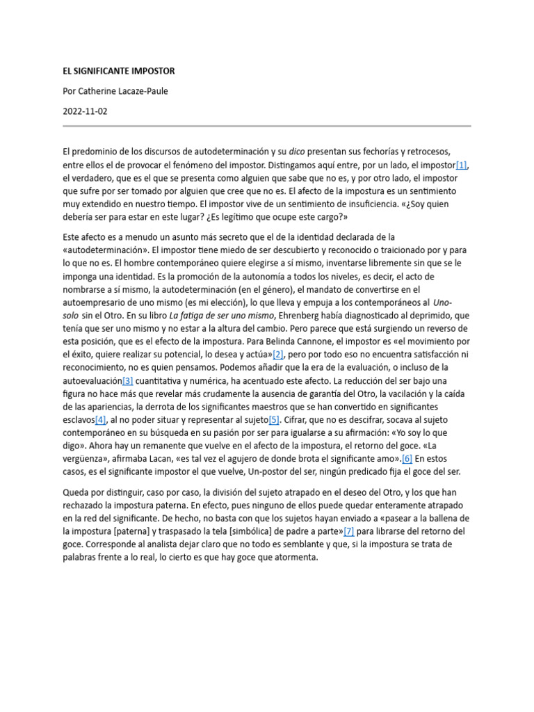 El Significante Impostor | PDF | Filosofía