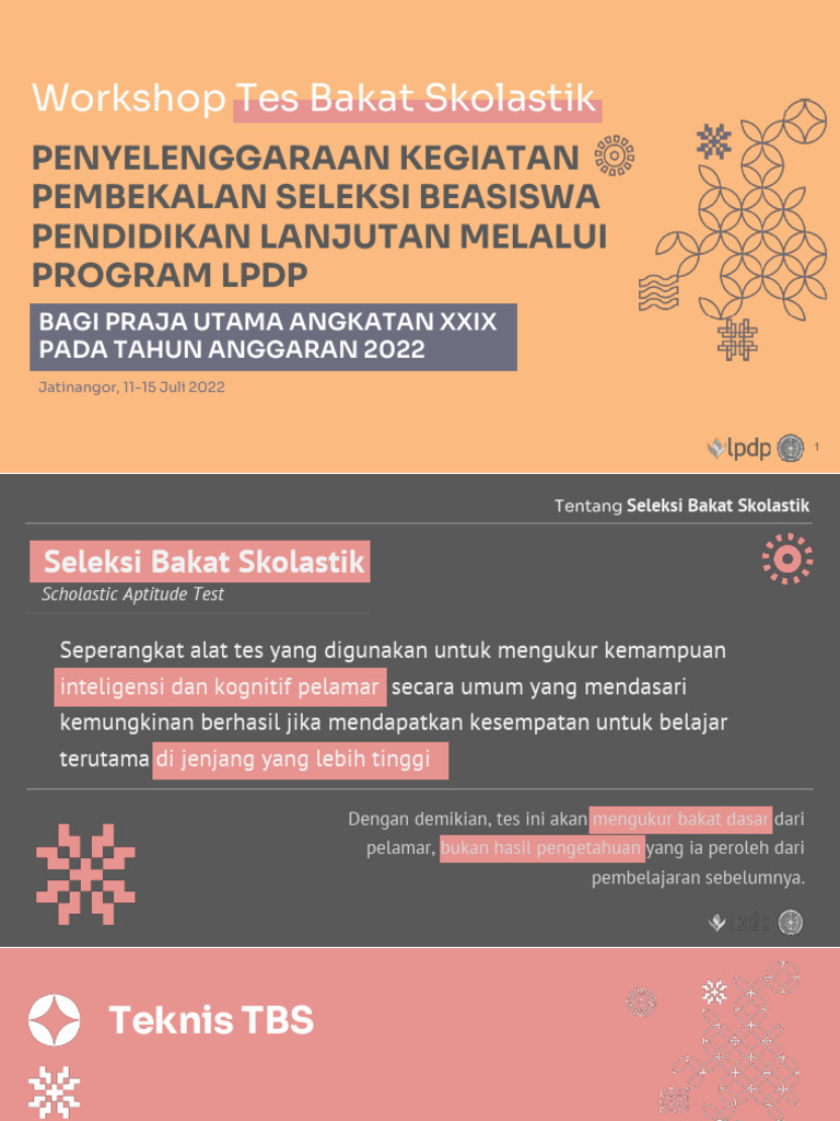 Skor dan Passing Grade TBS LPDP 2025 | PDF